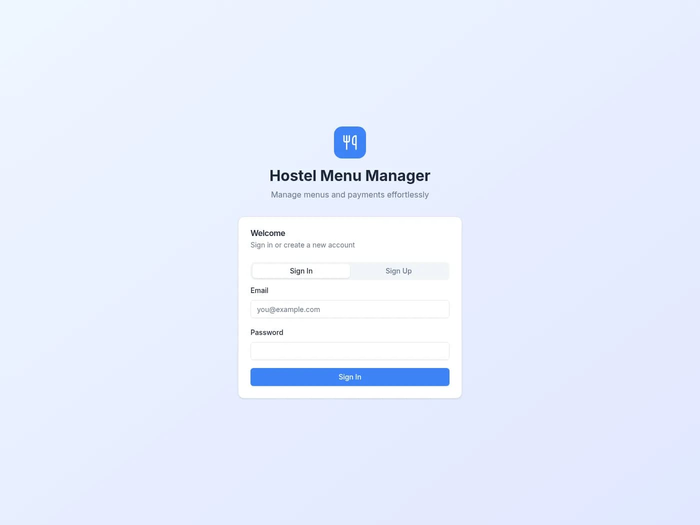 Hostel Menu & Payment Manager