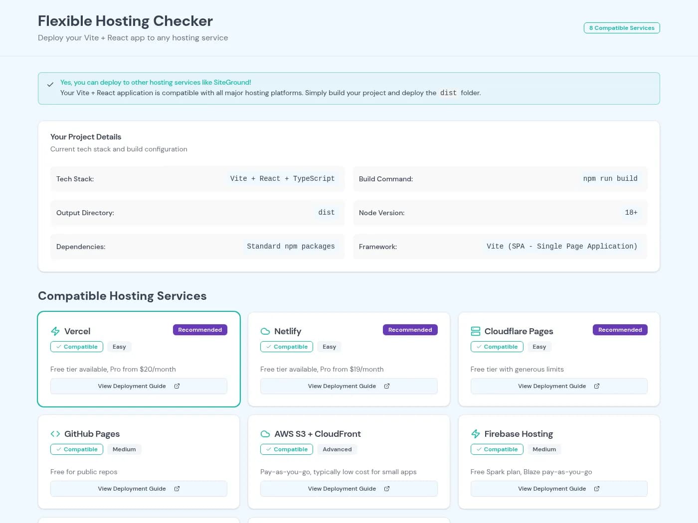 Flexible Hosting Checker