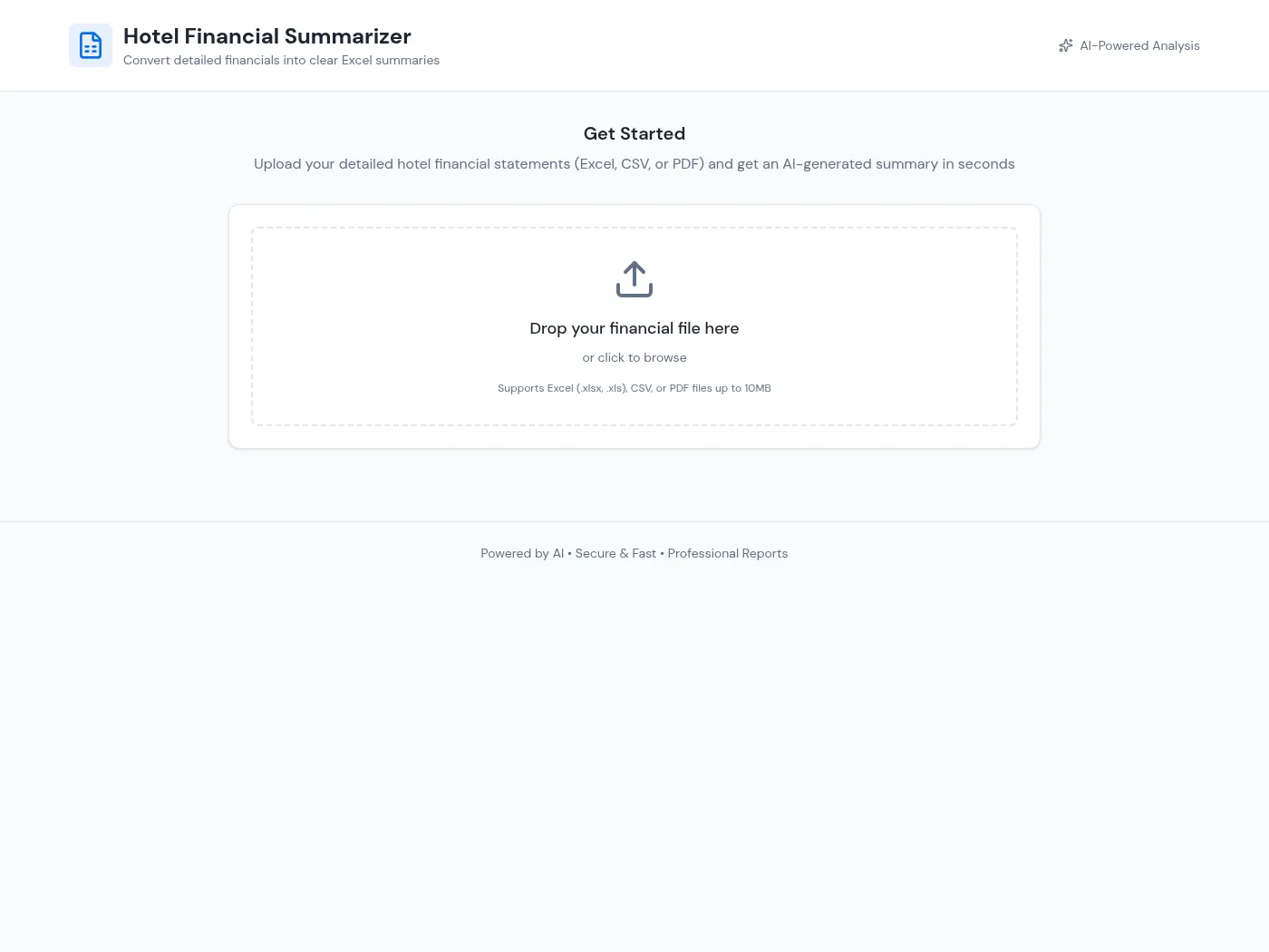 Hotel Financials to Excel Summarizer