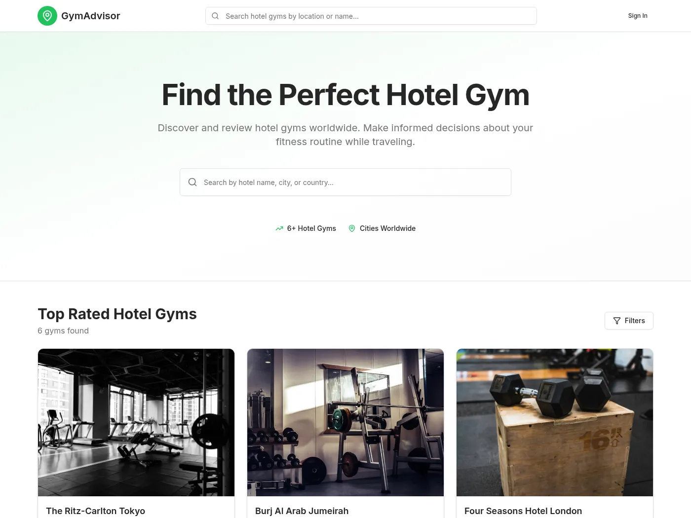 GymAdvisor: The Ultimate Hotel Gym Review Platform