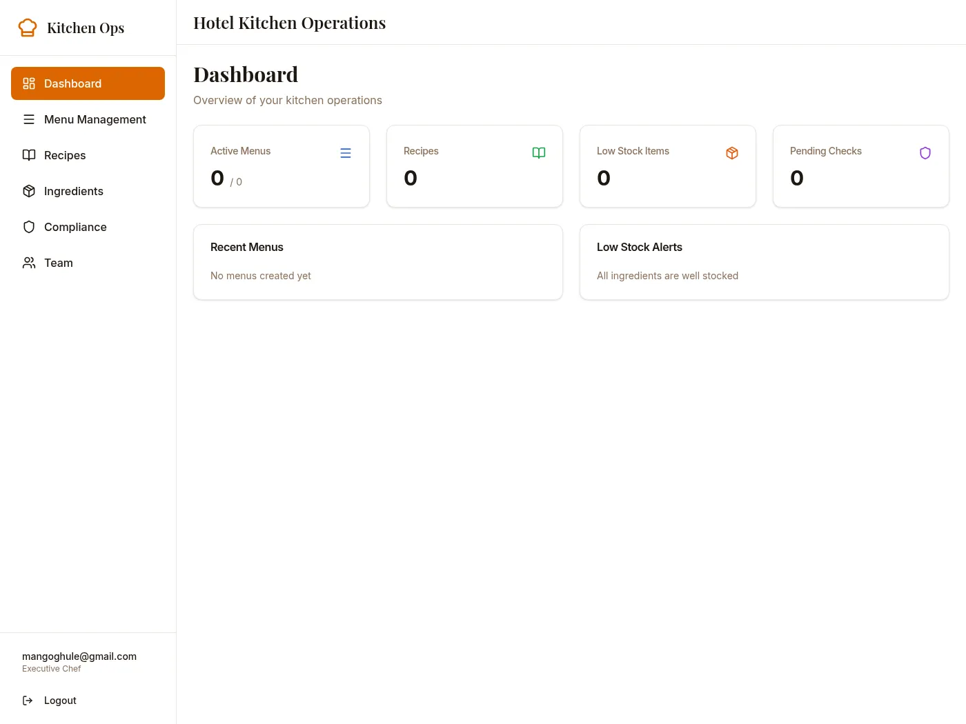 Hotel Kitchen Operations & Menu Management Platform