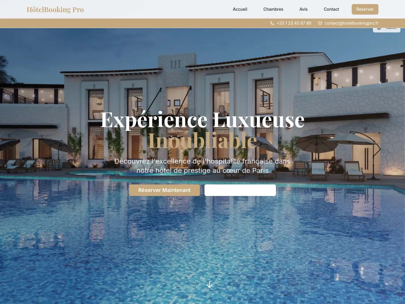 HôtelBooking Pro – Site web moderne avec réservation en ligne pour hôtels