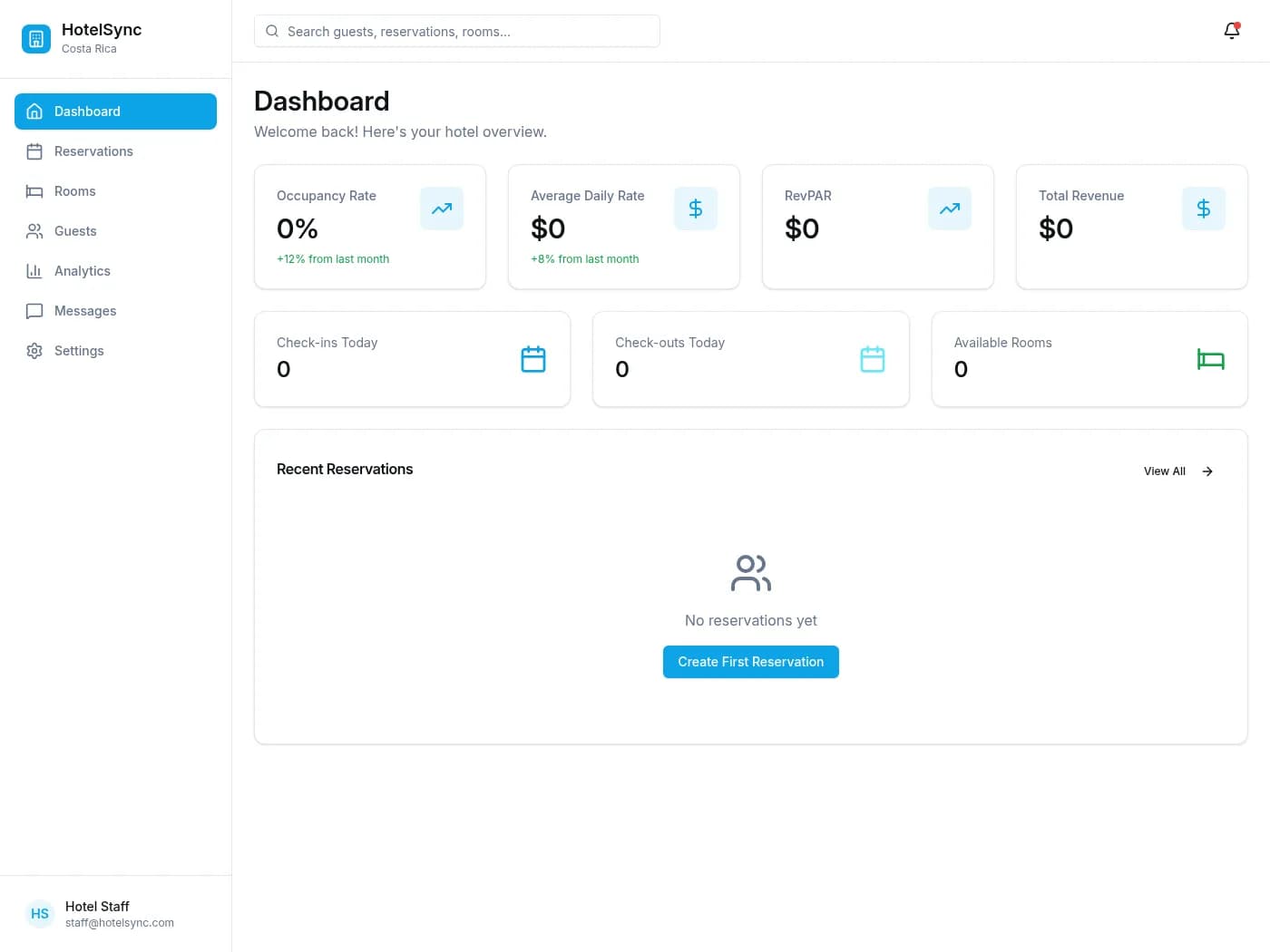 HotelSync – Centralized Hotel Management Dashboard