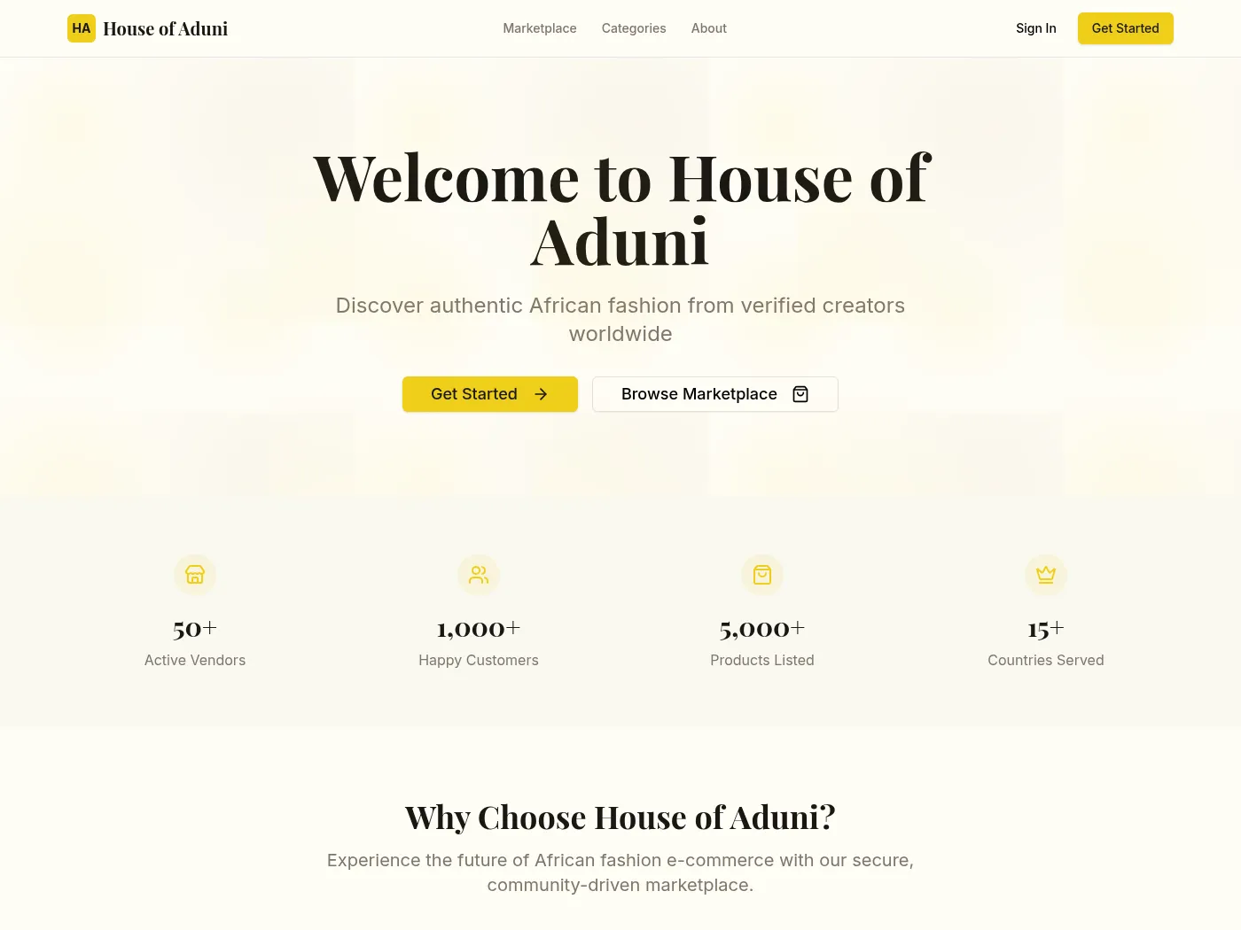 House of Aduni – Multi-Vendor African Fashion Marketplace with Comprehensive RBAC