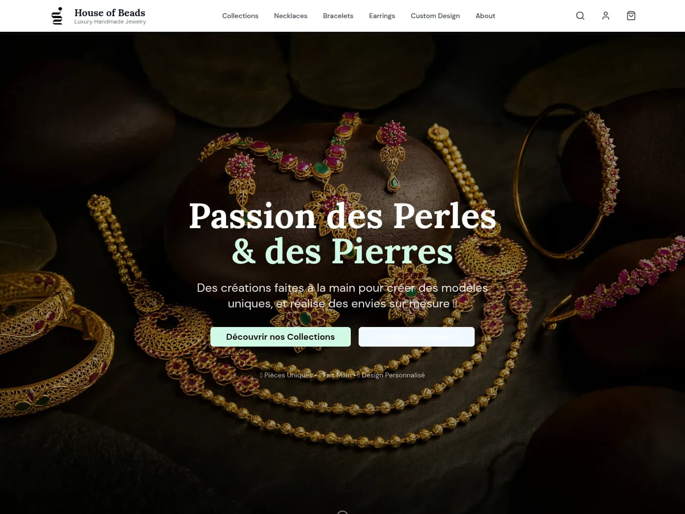 House of Beads Luxury Handmade Jewelry E-Commerce Website