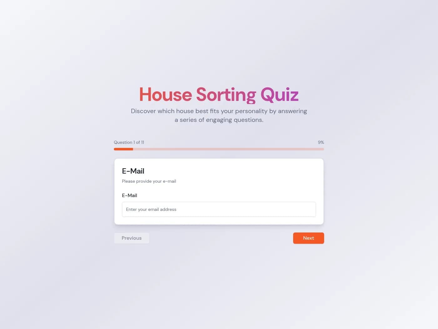House Sorting Personality Quiz Web App
