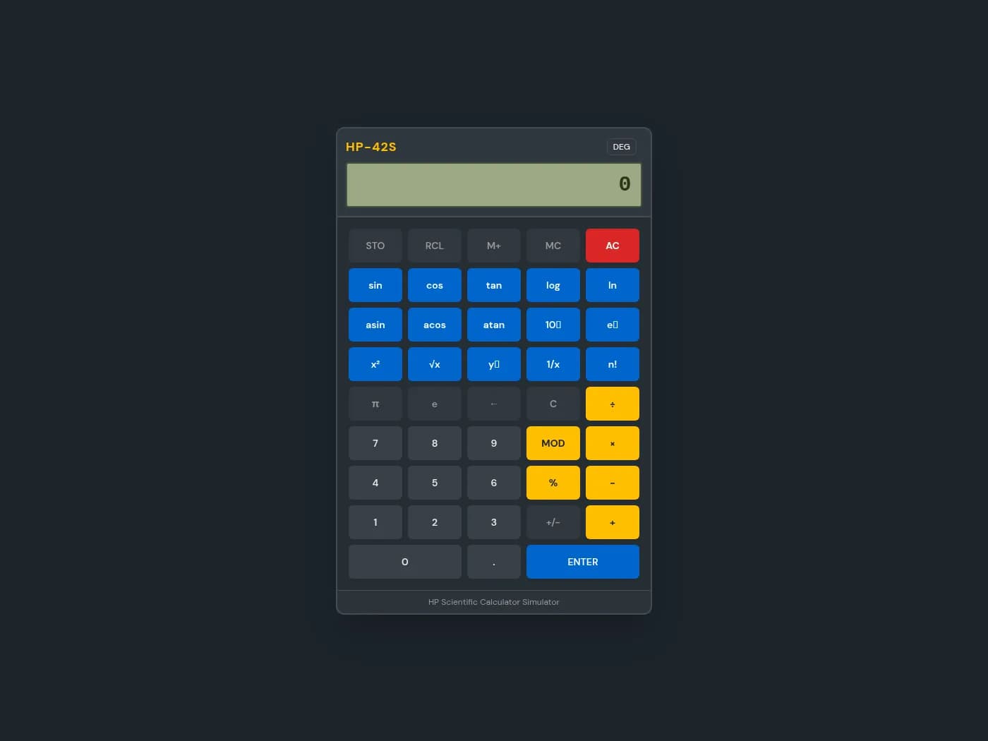 HP Scientific Calculator Simulator