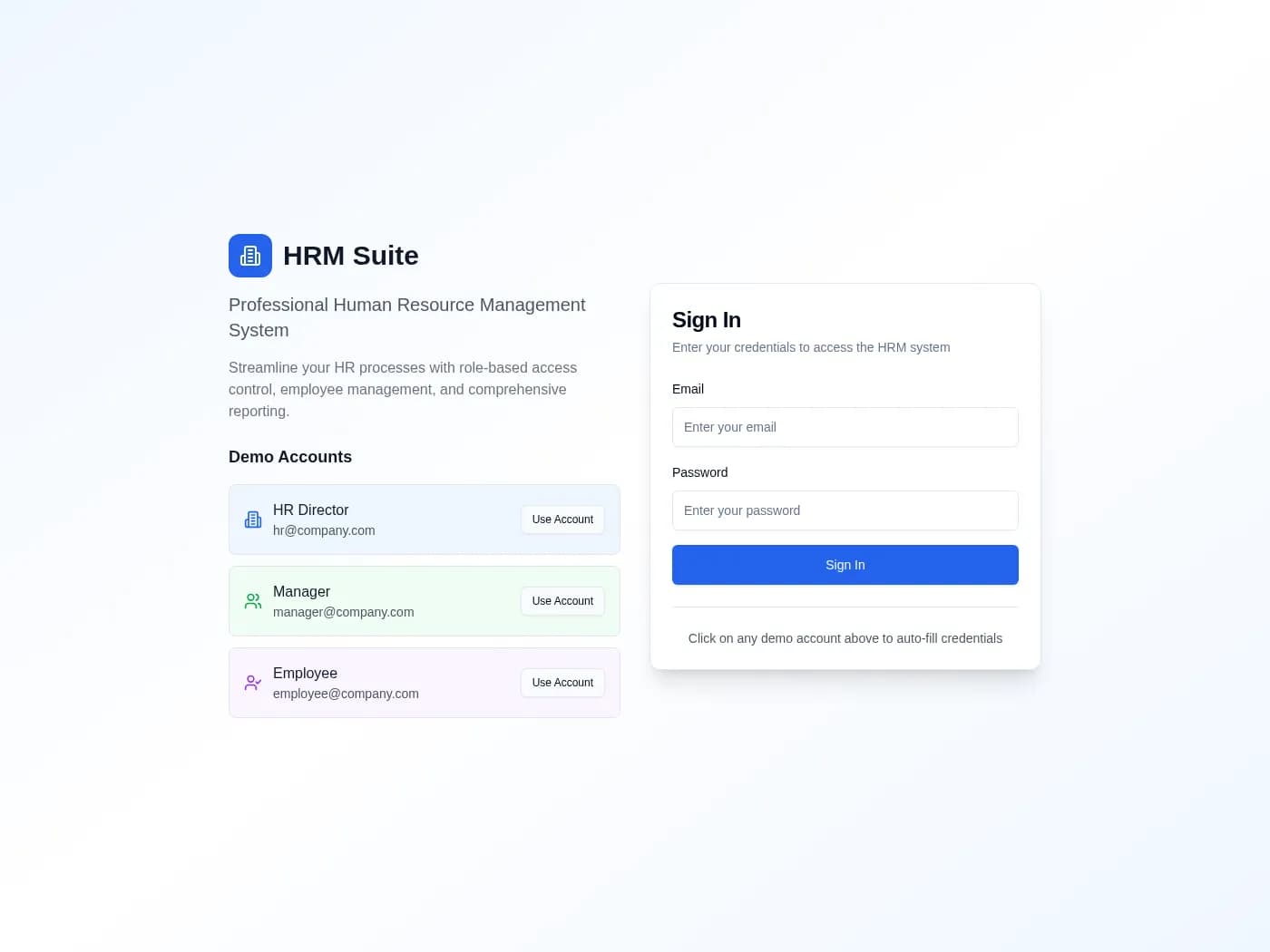 HRM Frontend Suite with Role-Based Access