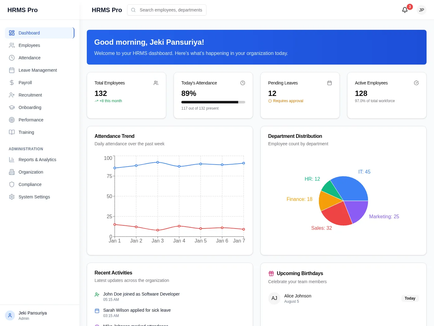 HRMS Pro: Modular Human Resource Management System