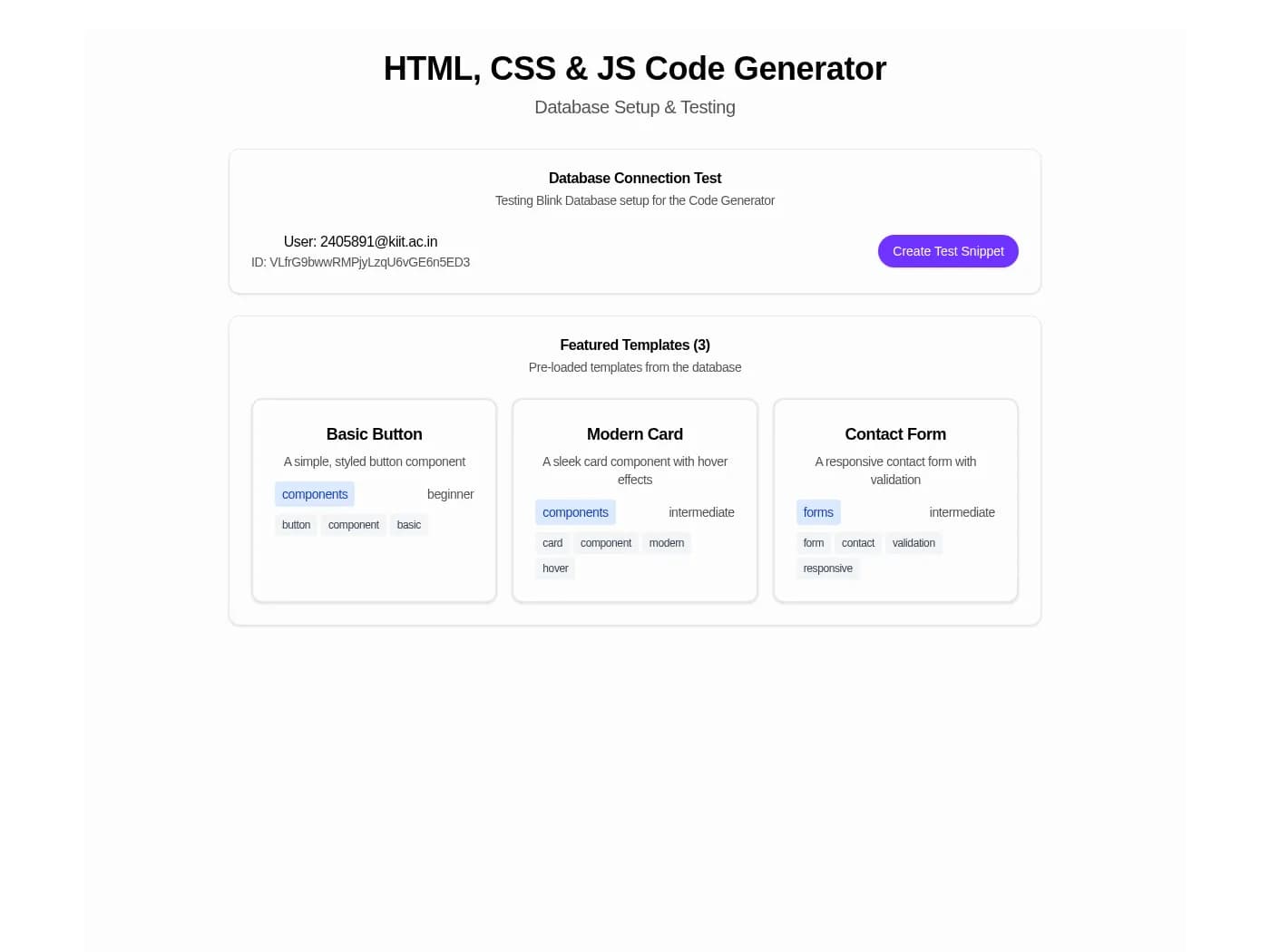 HTML, CSS, and JS Code Generator