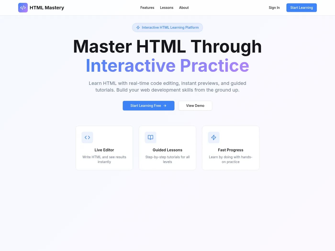 HTML Mastery Interactive Learning