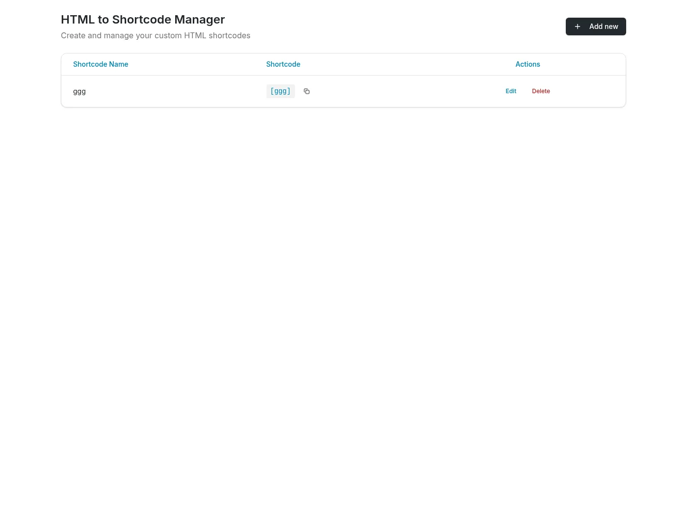 HTML to Shortcode WordPress Plugin