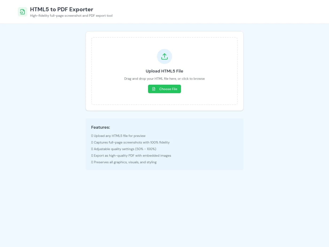 HTML5 Full-Page Screenshot to PDF Exporter
