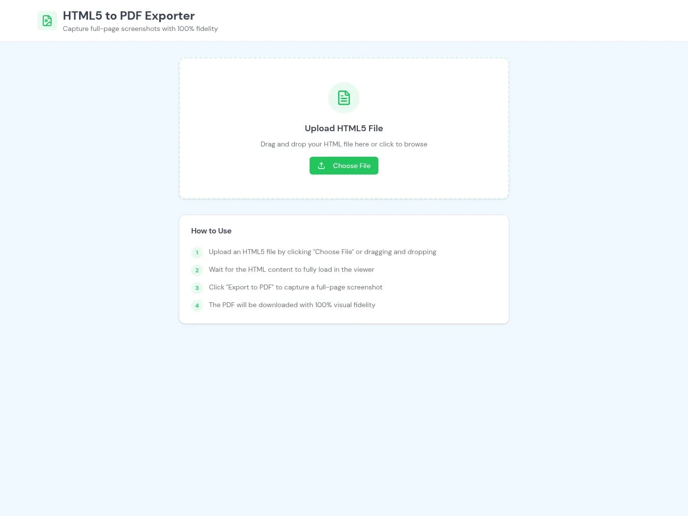 HTML5 Screenshot to Image PDF Exporter