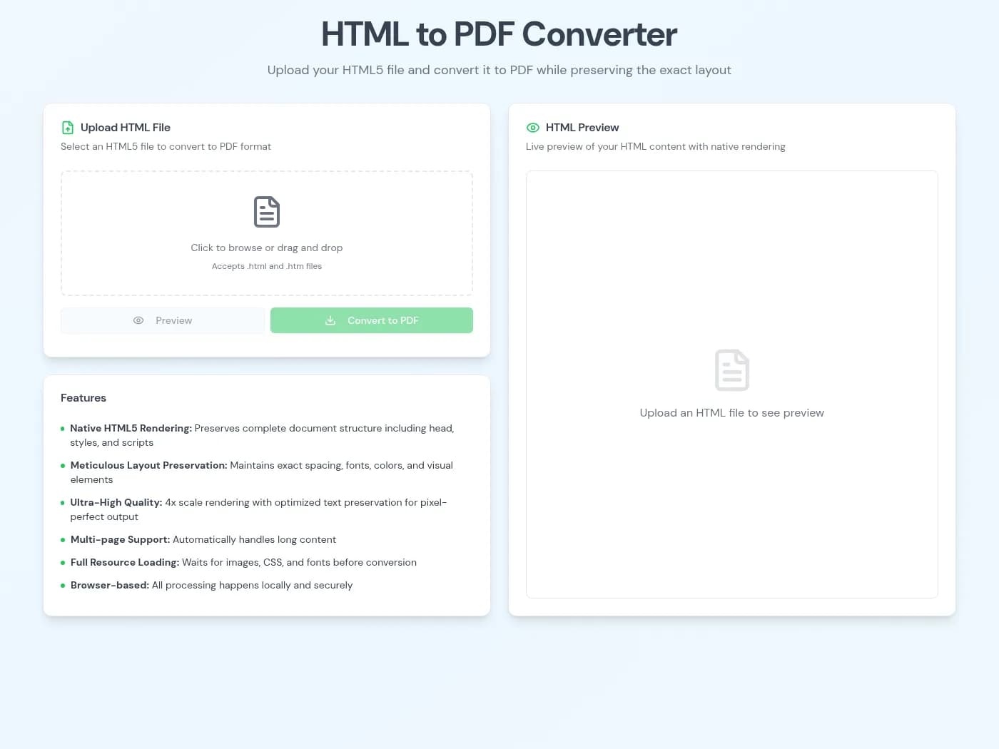 HTML5 to PDF Layout Preserver