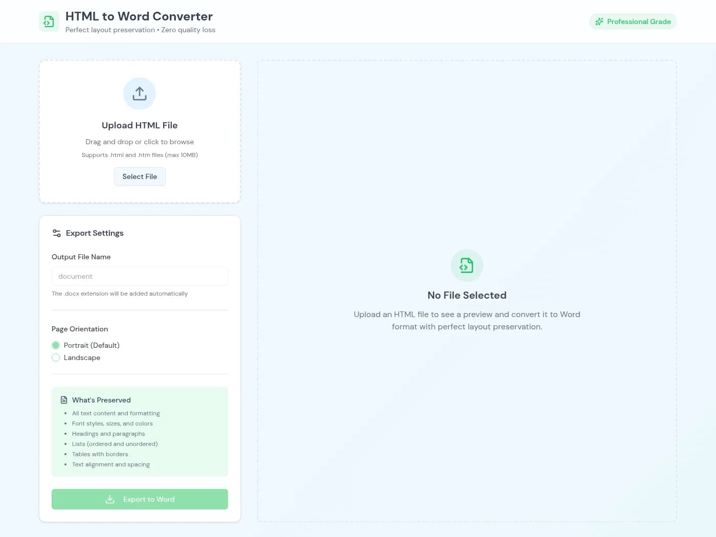 HTML5 to Word Converter - Flawless Layout Preservation App