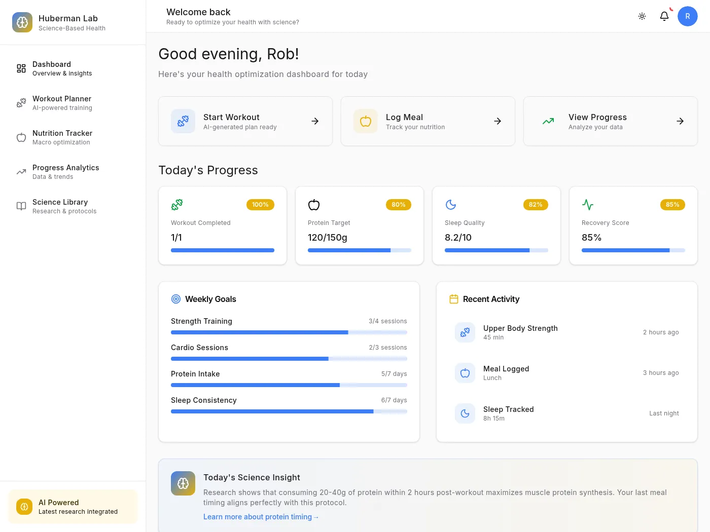 Huberman Science-Based Fitness & Nutrition Planner