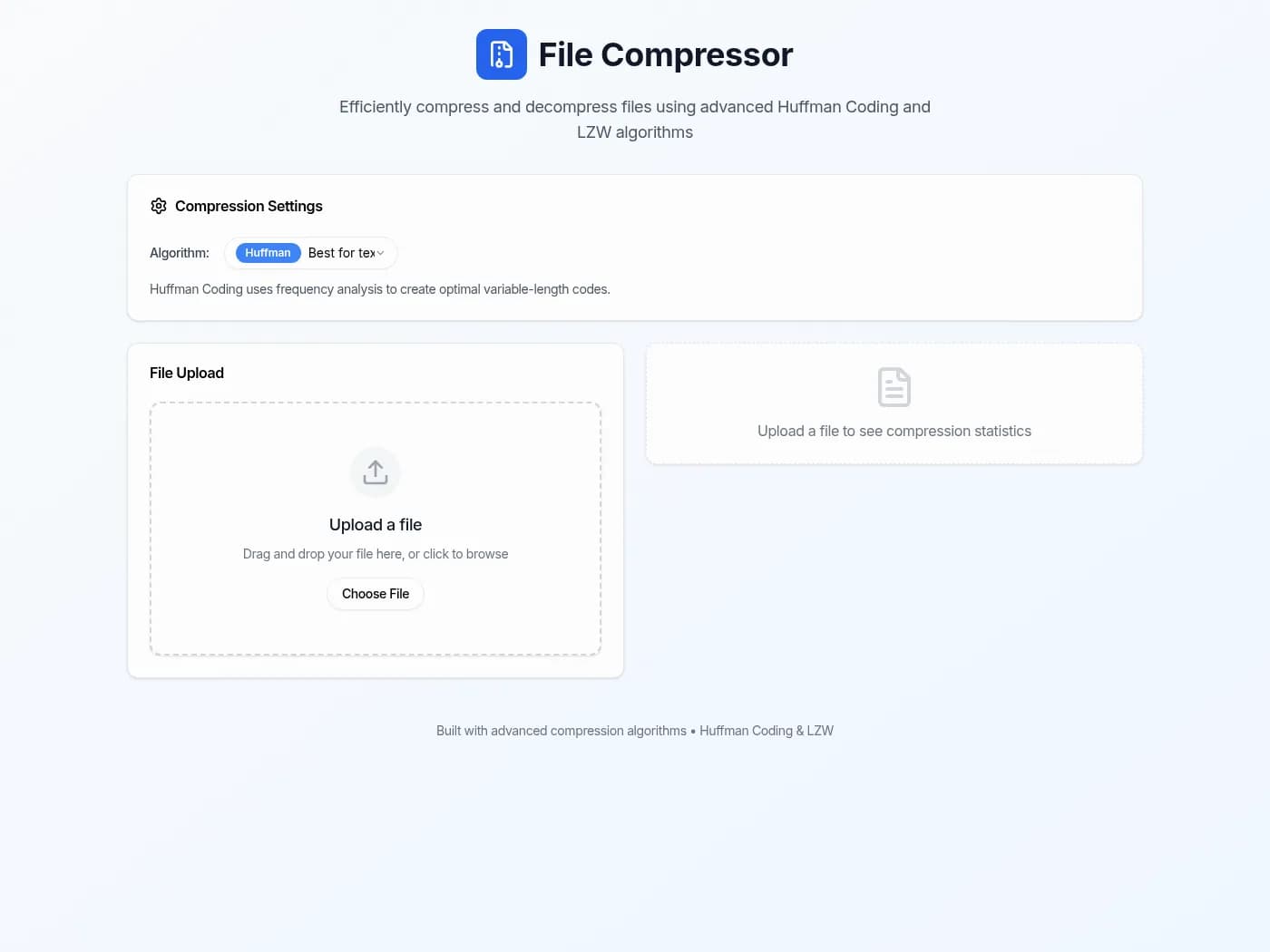 Huffman & LZW File Compressor