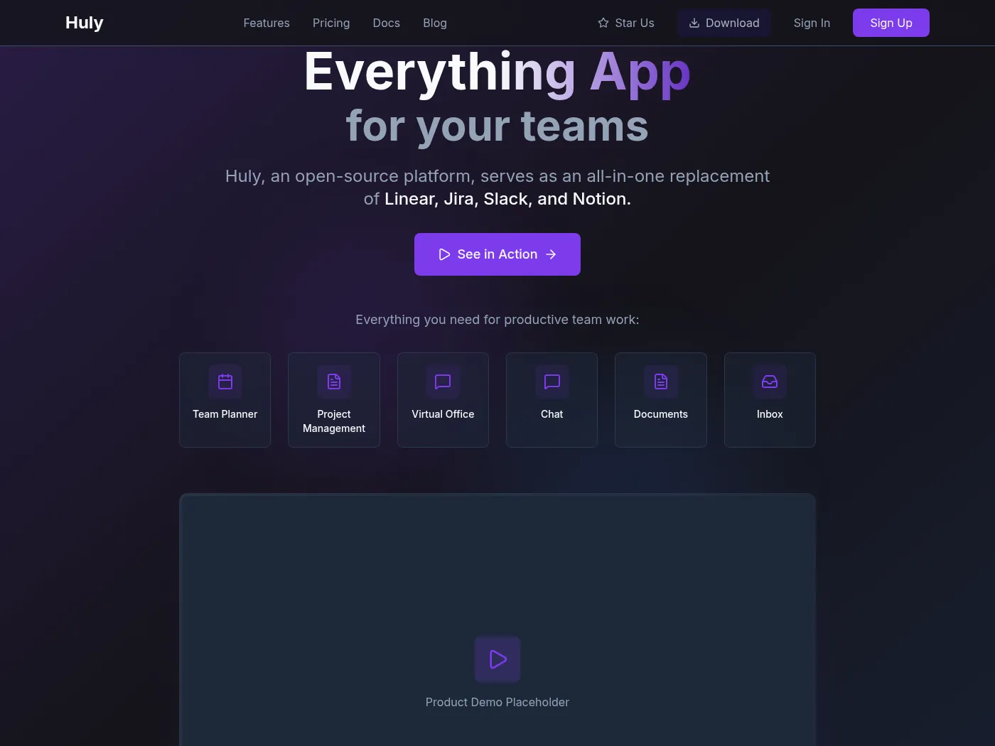 Huly.io Inspired Landing Page