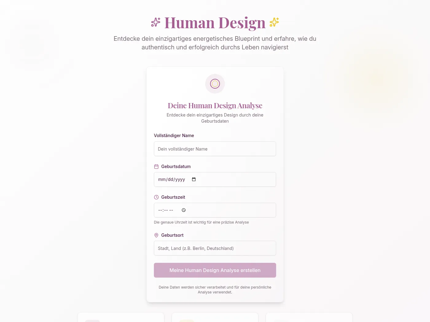 Human Design Analyse Web App