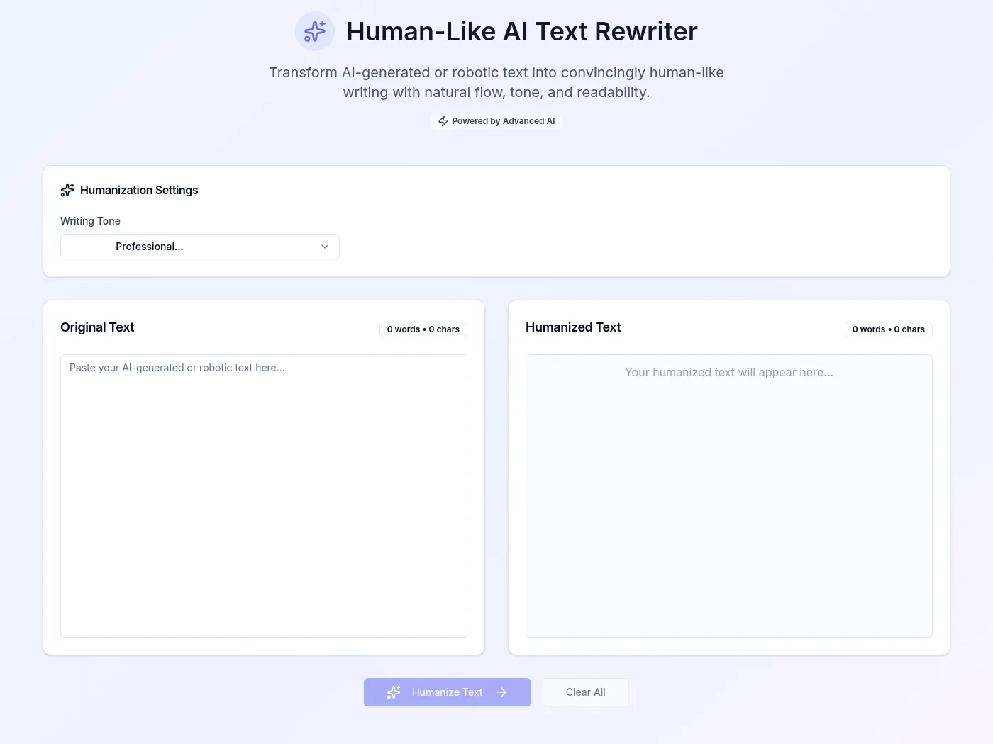 Human-Like AI Text Rewriter