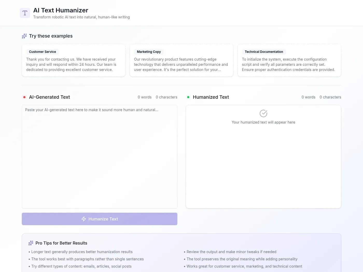 Humanize AI-Generated Text Tool