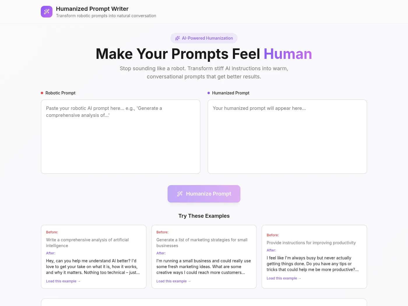 Humanized ChatGPT Prompt Writer