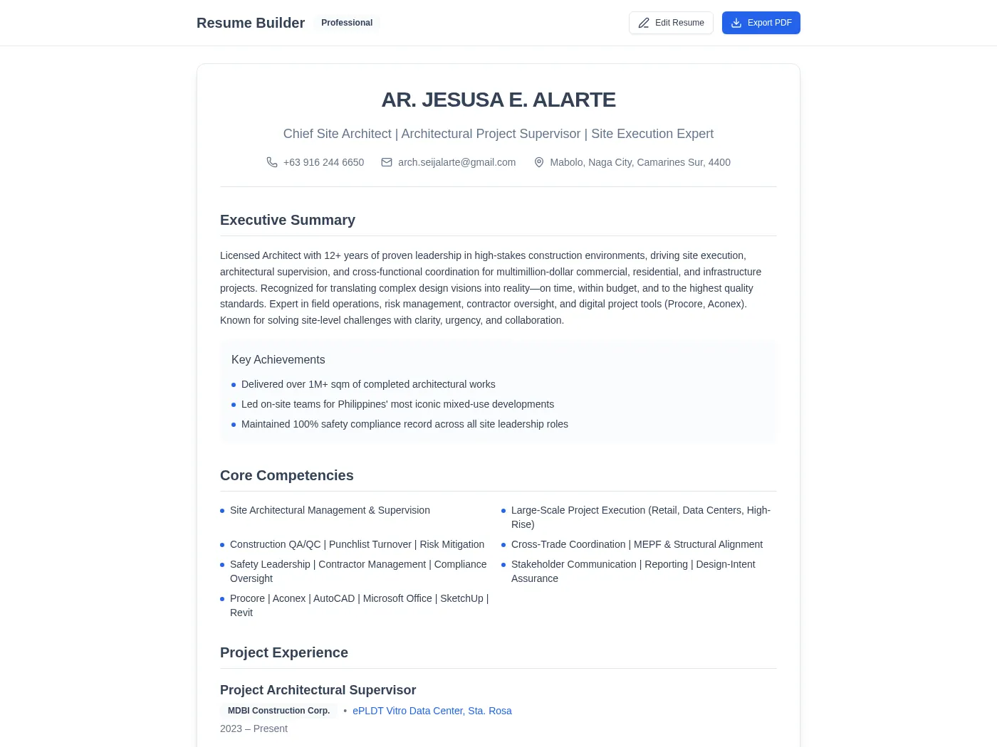 Humanize Resume Builder for AR. JESUSA E. ALARTE