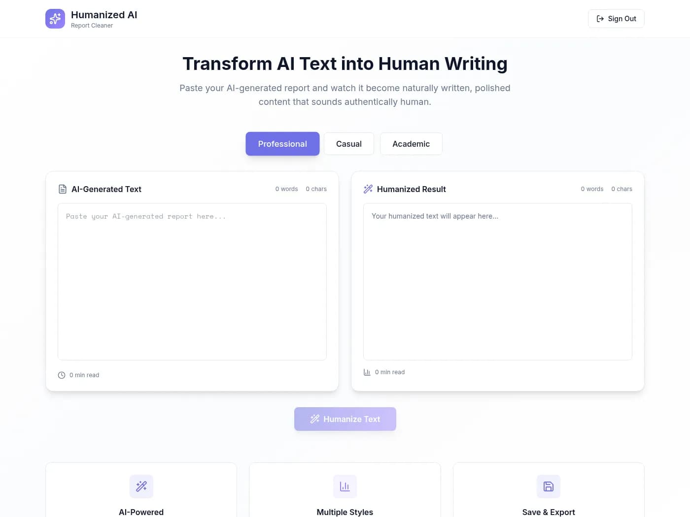 Humanized AI Report Cleaner