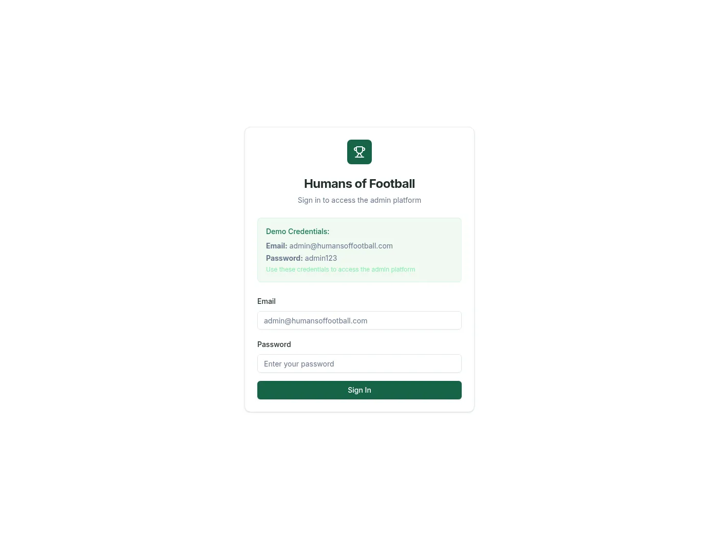 Humans of Football – AI-Powered Operations & Analytics Admin Platform
