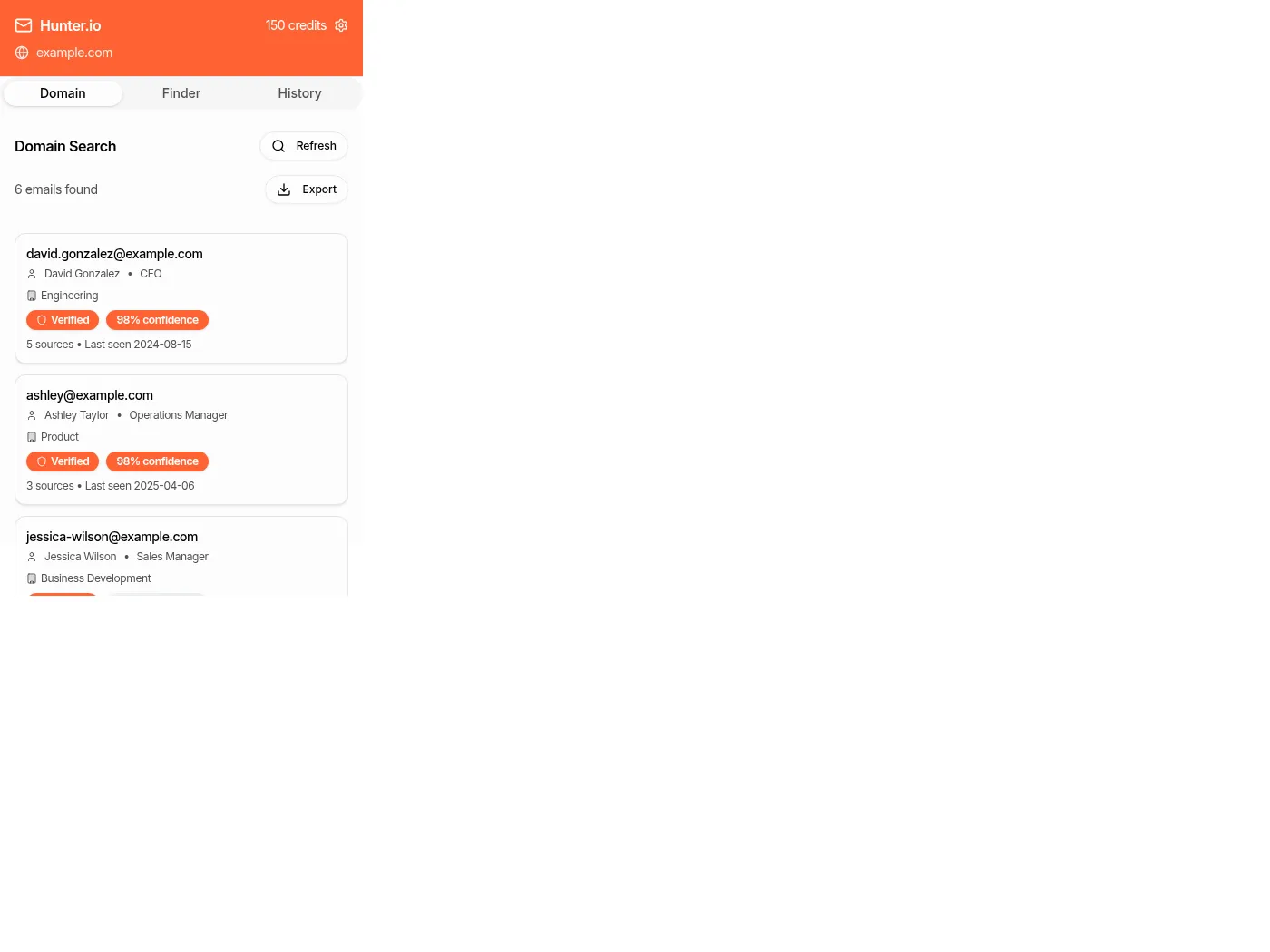 Hunter.io Chrome Extension Replica