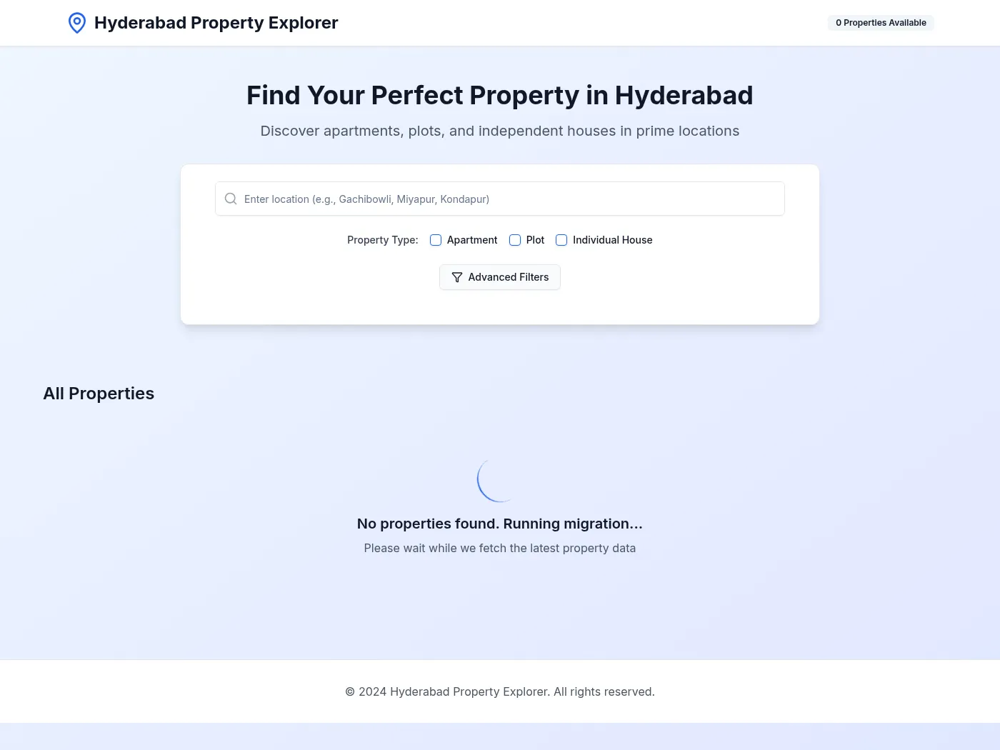 Hyderabad Property Explorer: Real Estate Listings Website