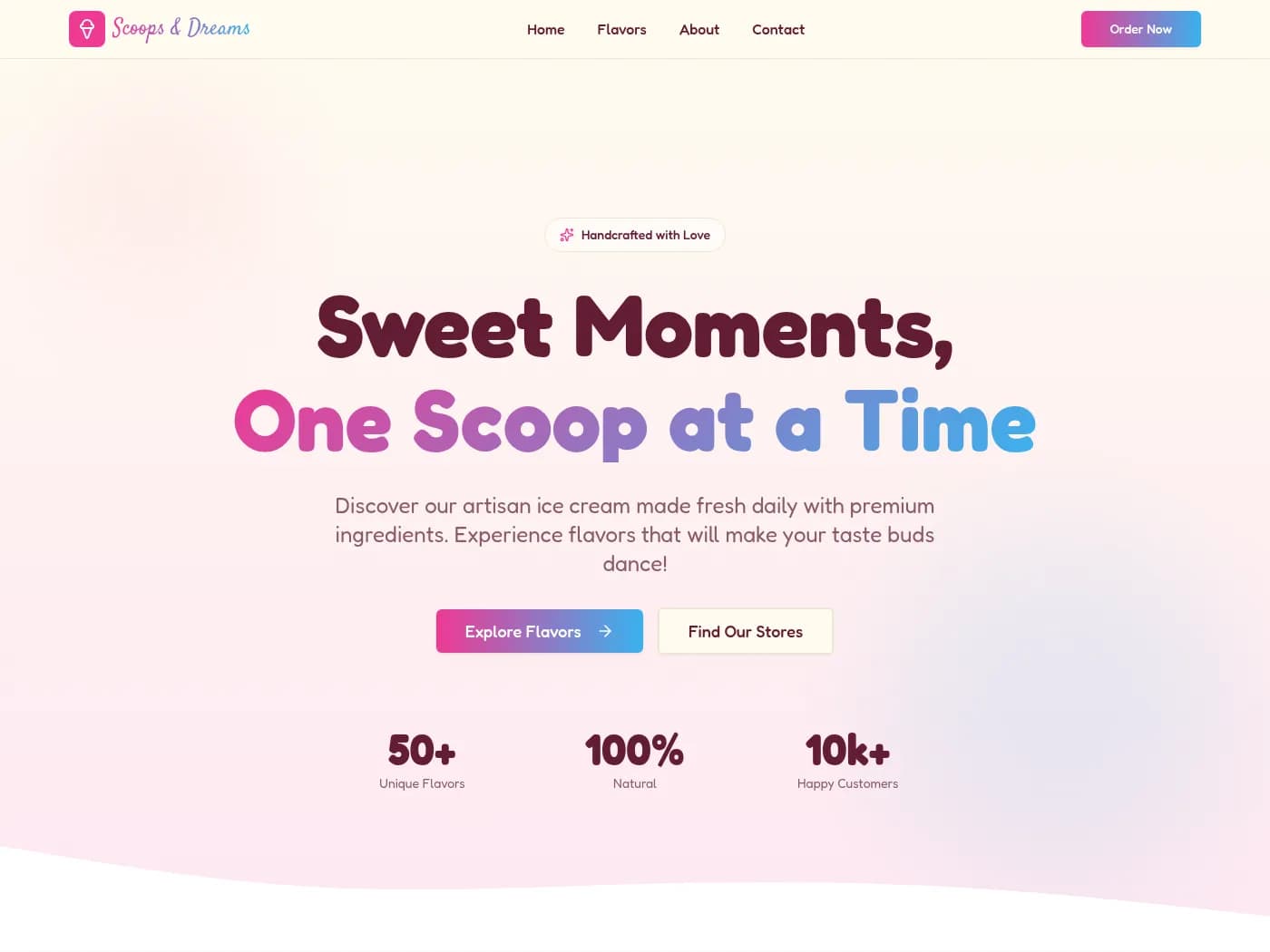 React Ice Cream Shop Website
