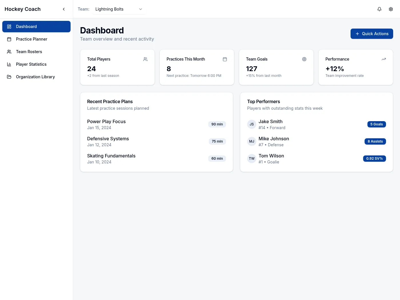 Ice Hockey Coaching Planner & Team Management App
