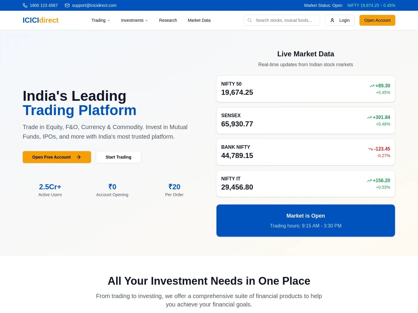 ICICIdirect Web Platform Clone