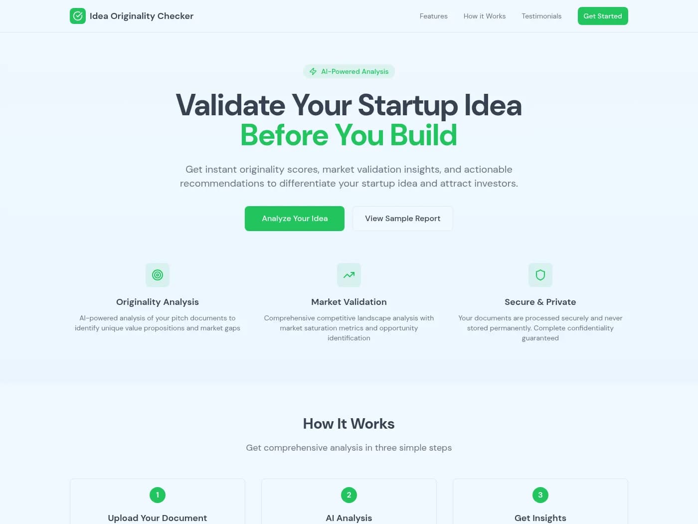 Idea Originality Checker - Startup Pitch Validator Web App
