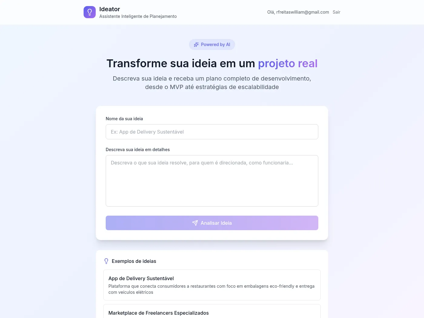 Ideator – Assistente Inteligente de Planejamento de Projetos