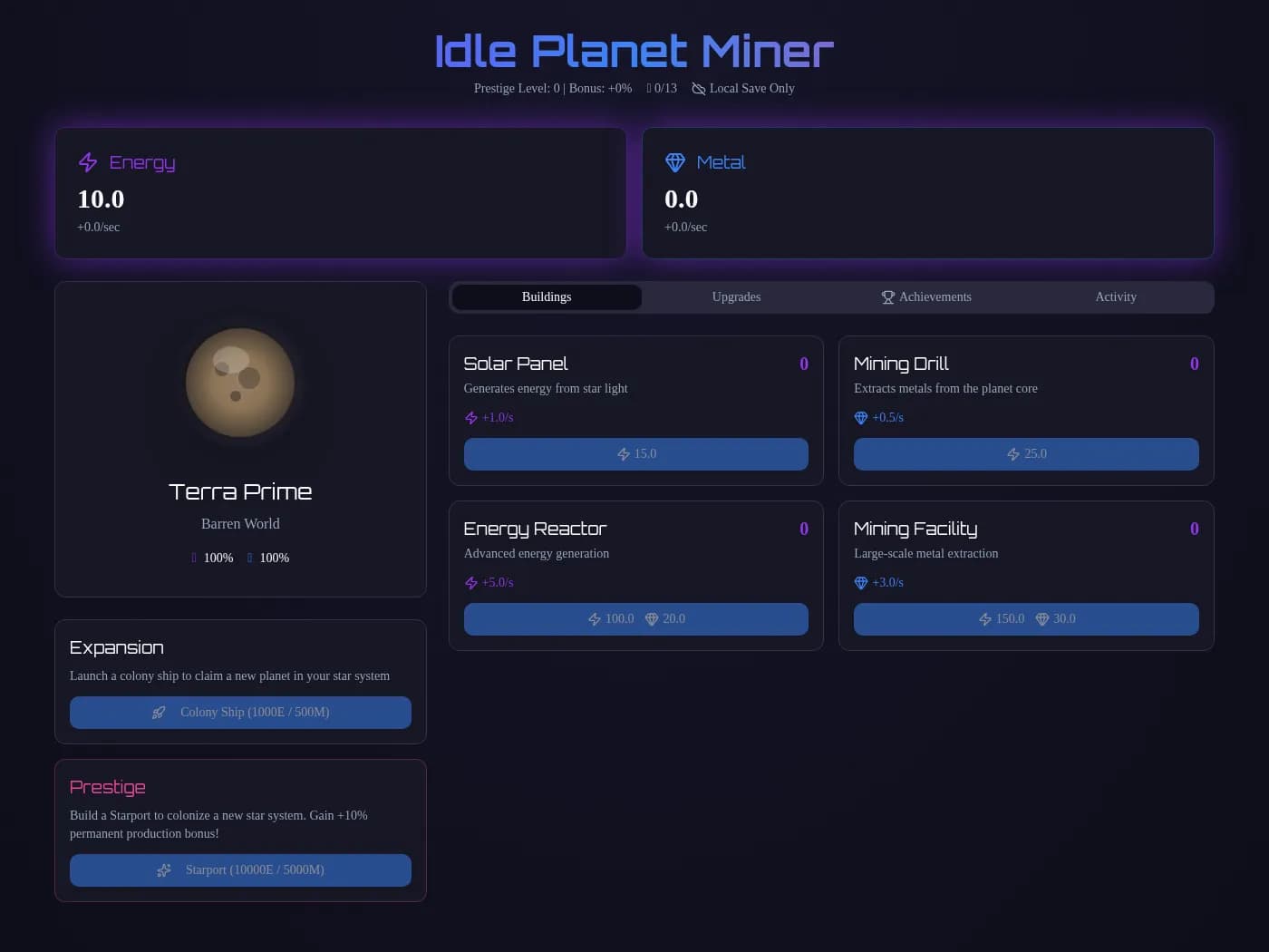 Idle Planet Miner Clicker Game