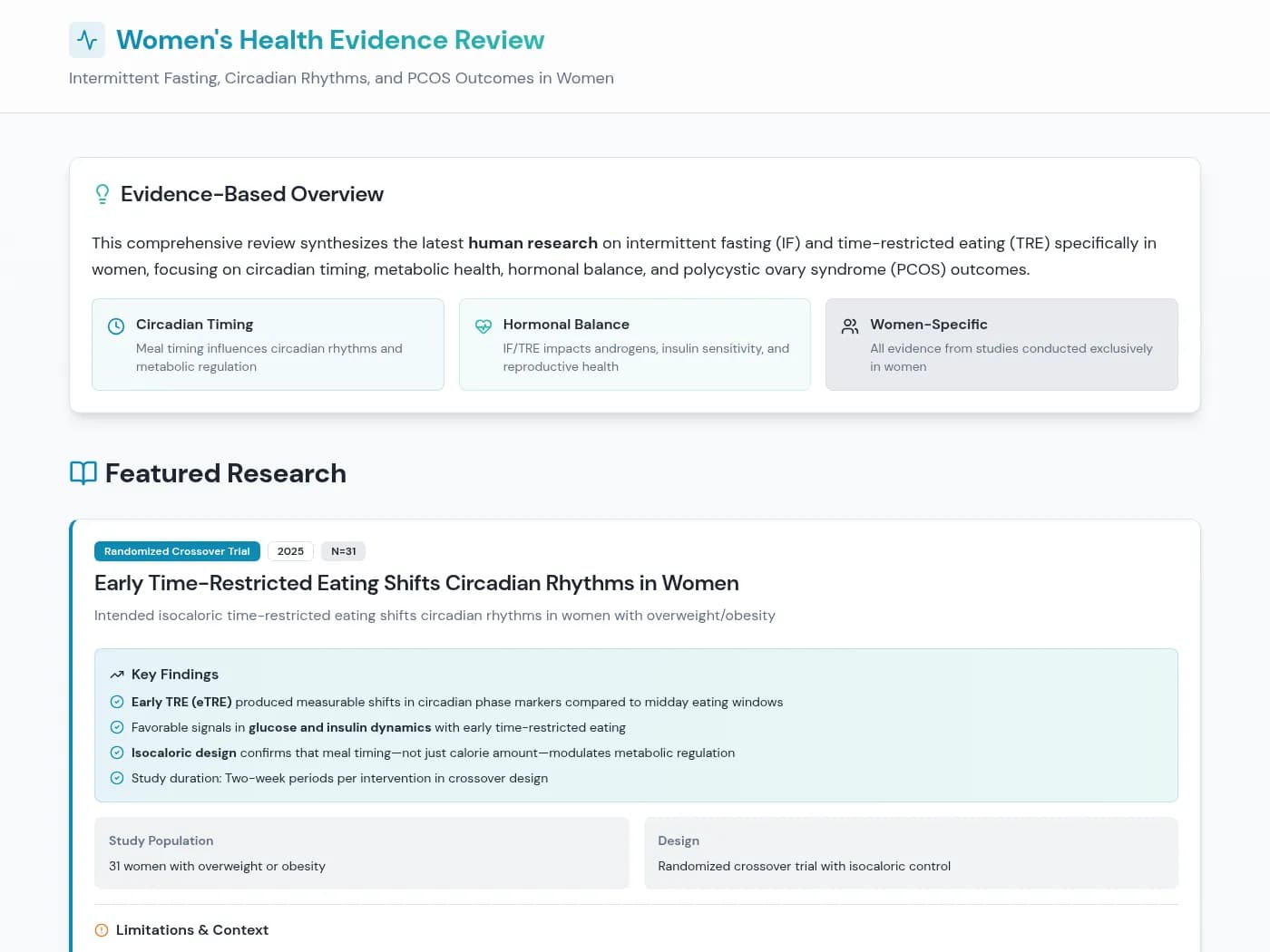 Women-Specific Evidence Review: Intermittent Fasting, Circadian Rhythms, and PCOS Outcomes