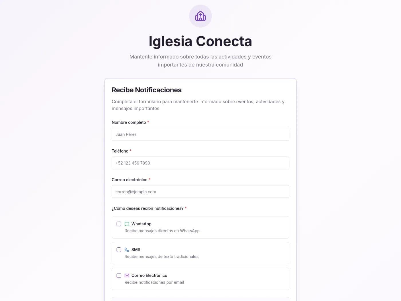Iglesia Conecta: Notificaciones Multicanal