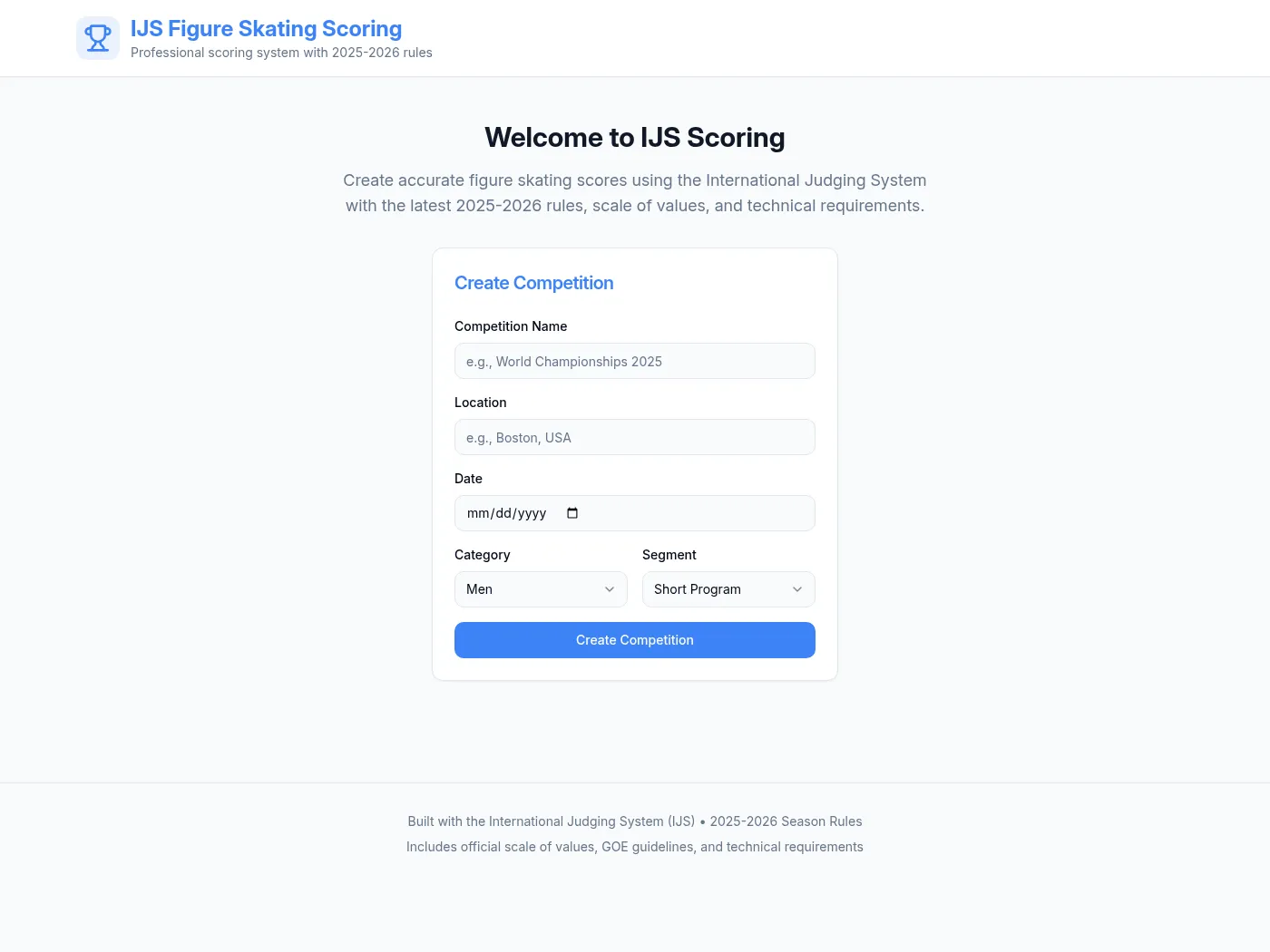 IJS Figure Skating Scoring App (2025-2026 Rules)