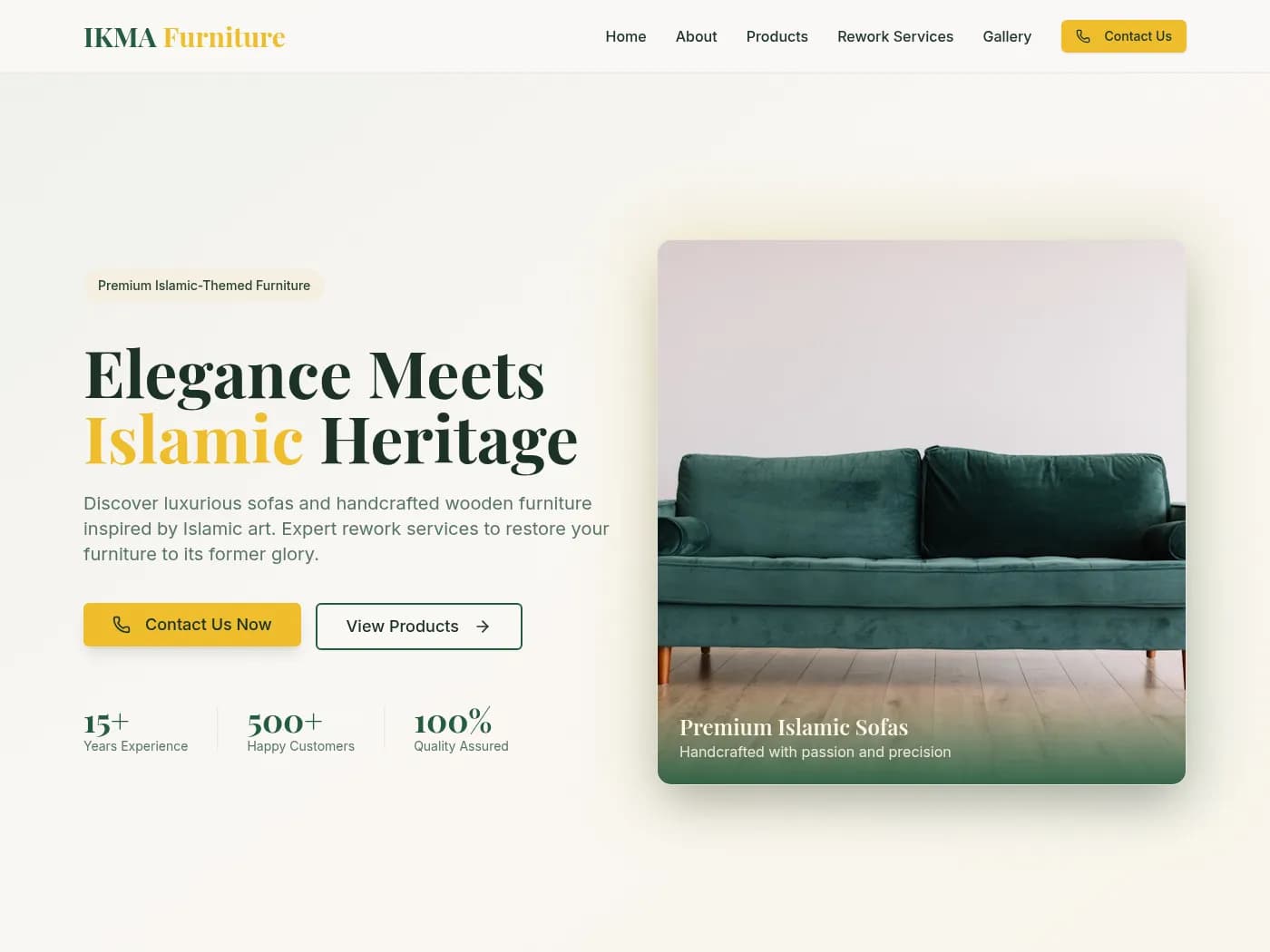 IKMA Furniture – Premium Islamic-Inspired Furniture & Reworks Website