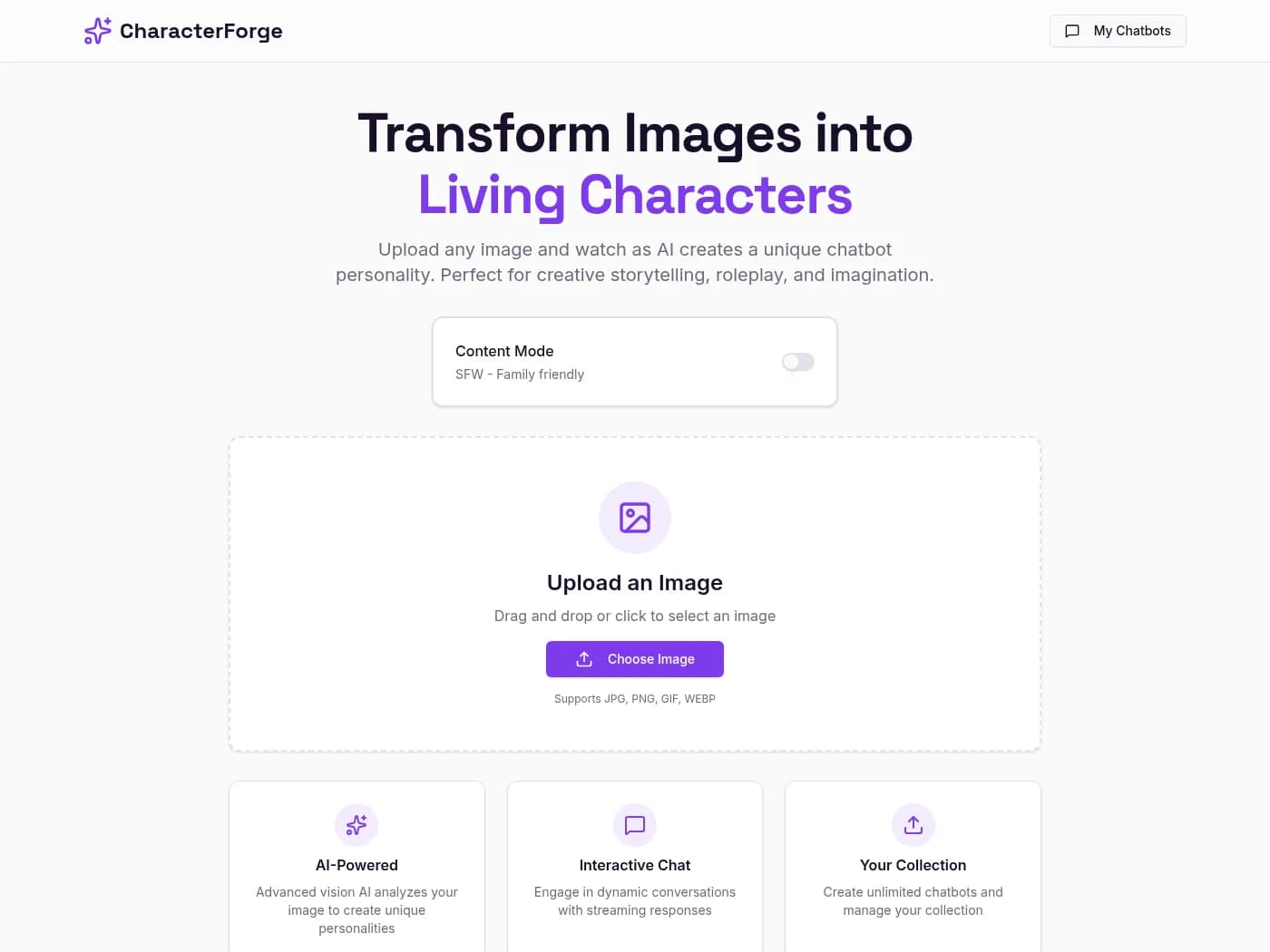 Image-Based Chatbot Generator Website