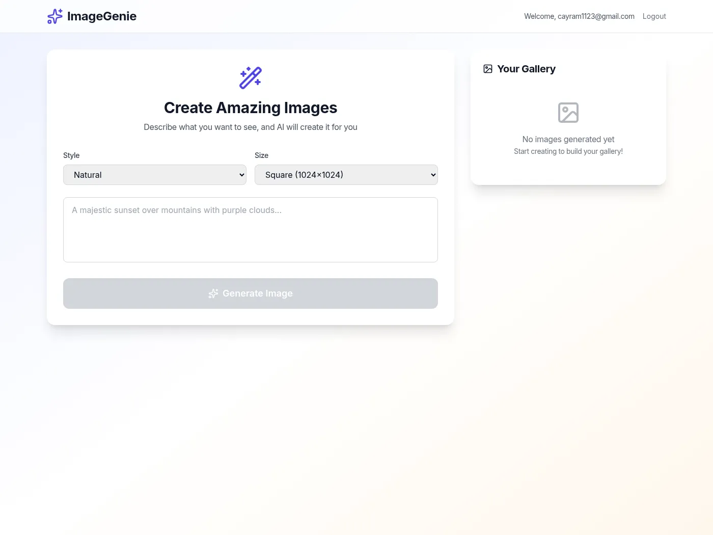 ImageGenie: AI-Powered Image Generator Website