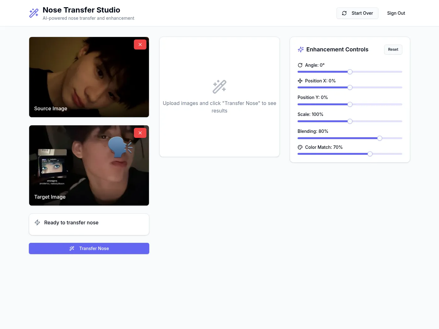 Image Nose Transfer & Enhancement Tool