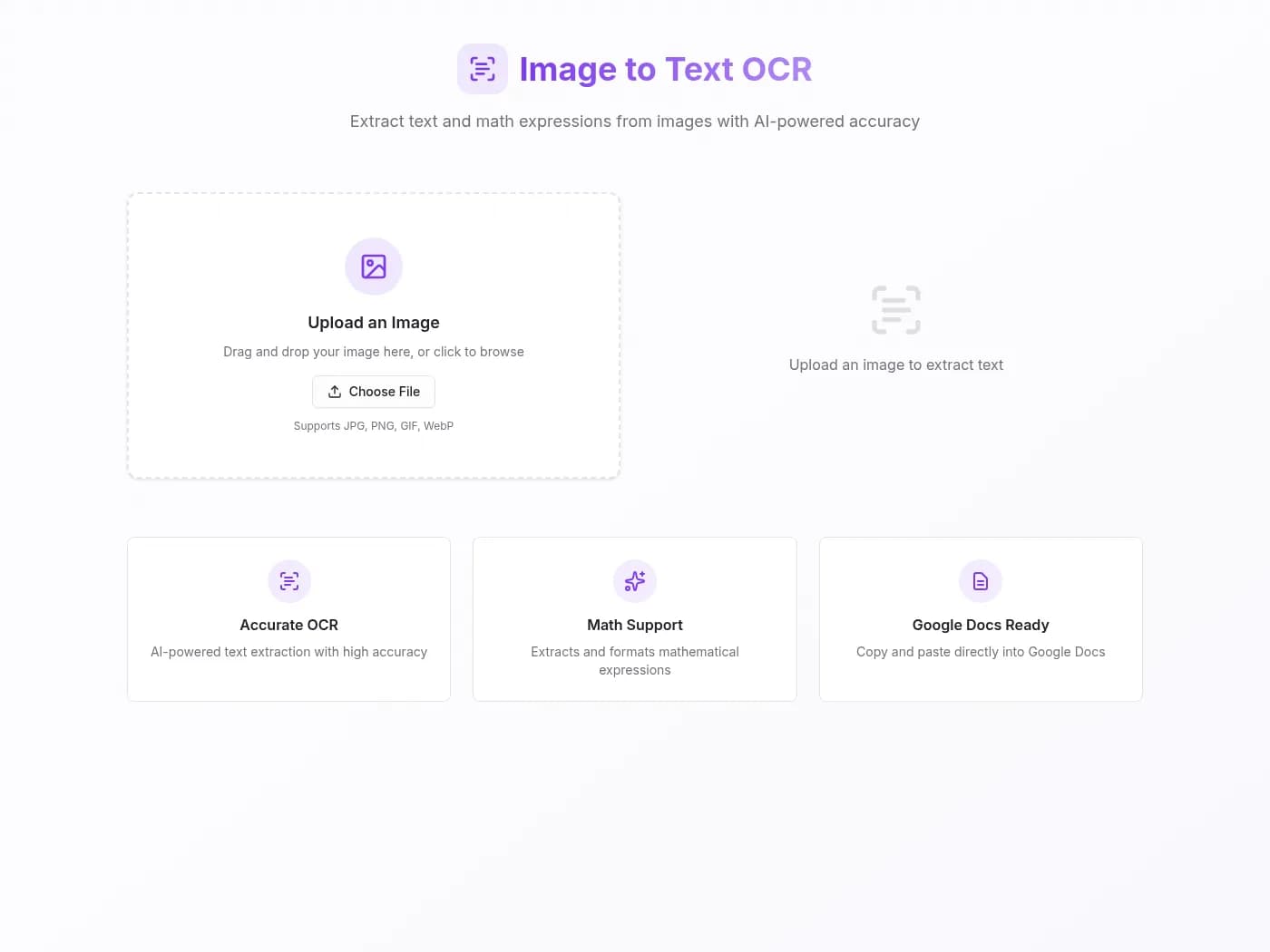 Image to Copyable Text & Math OCR Tool
