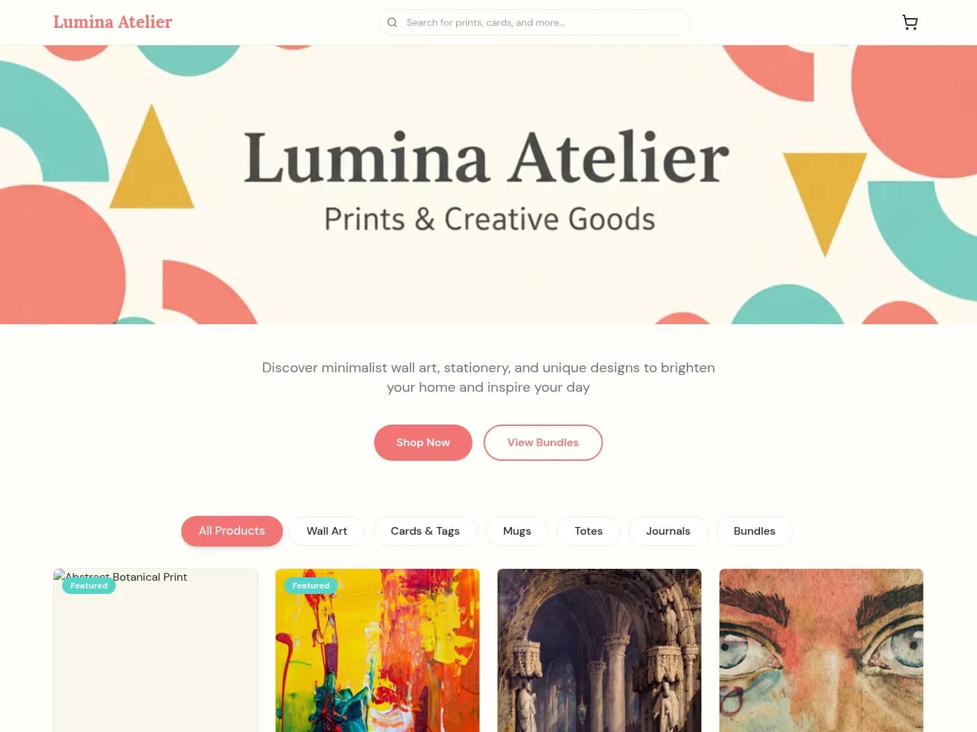 Imagina Studio: Minimalist & Colorful Printable Storefront