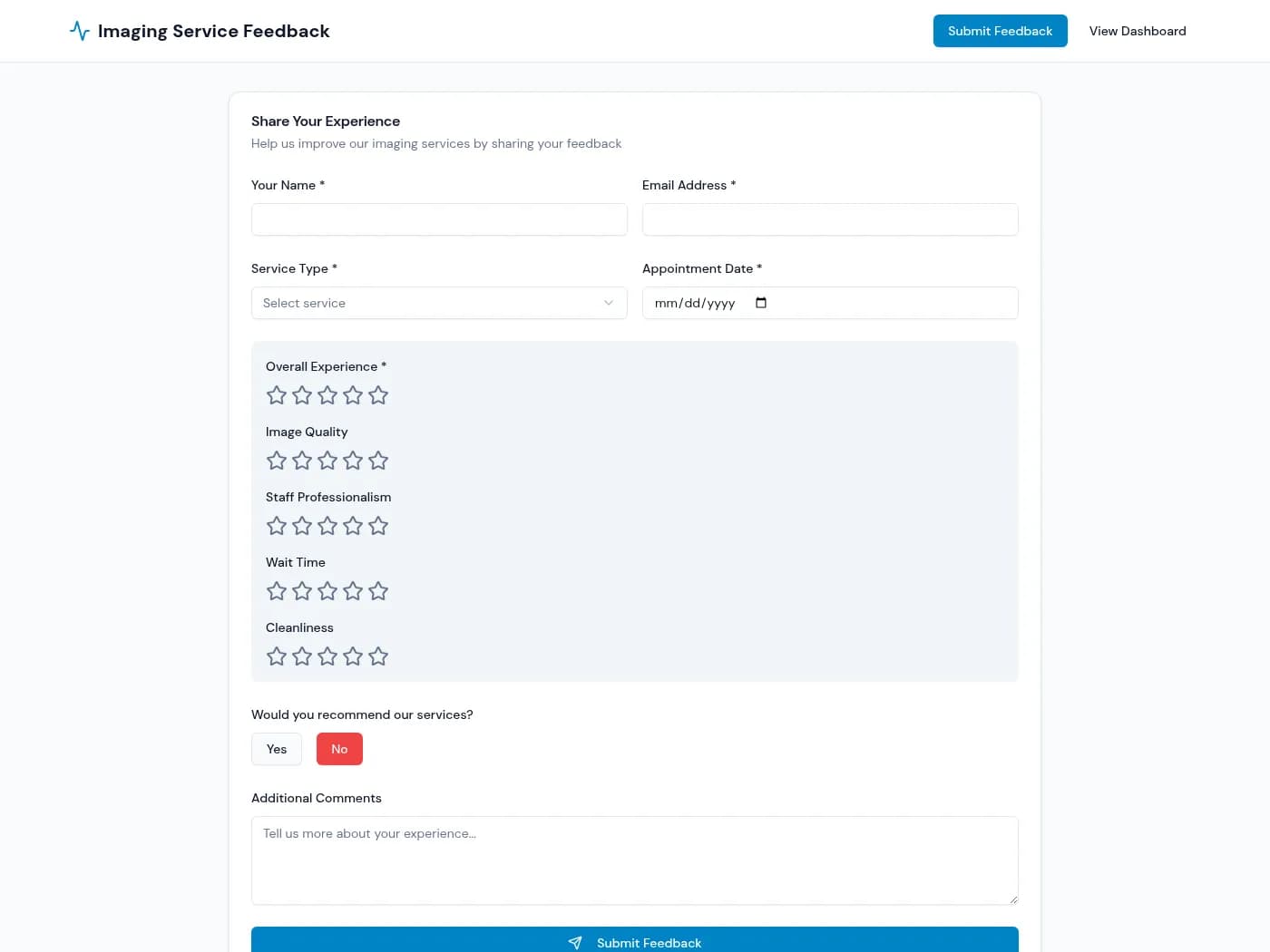 Imaging Service Client Feedback Tracker