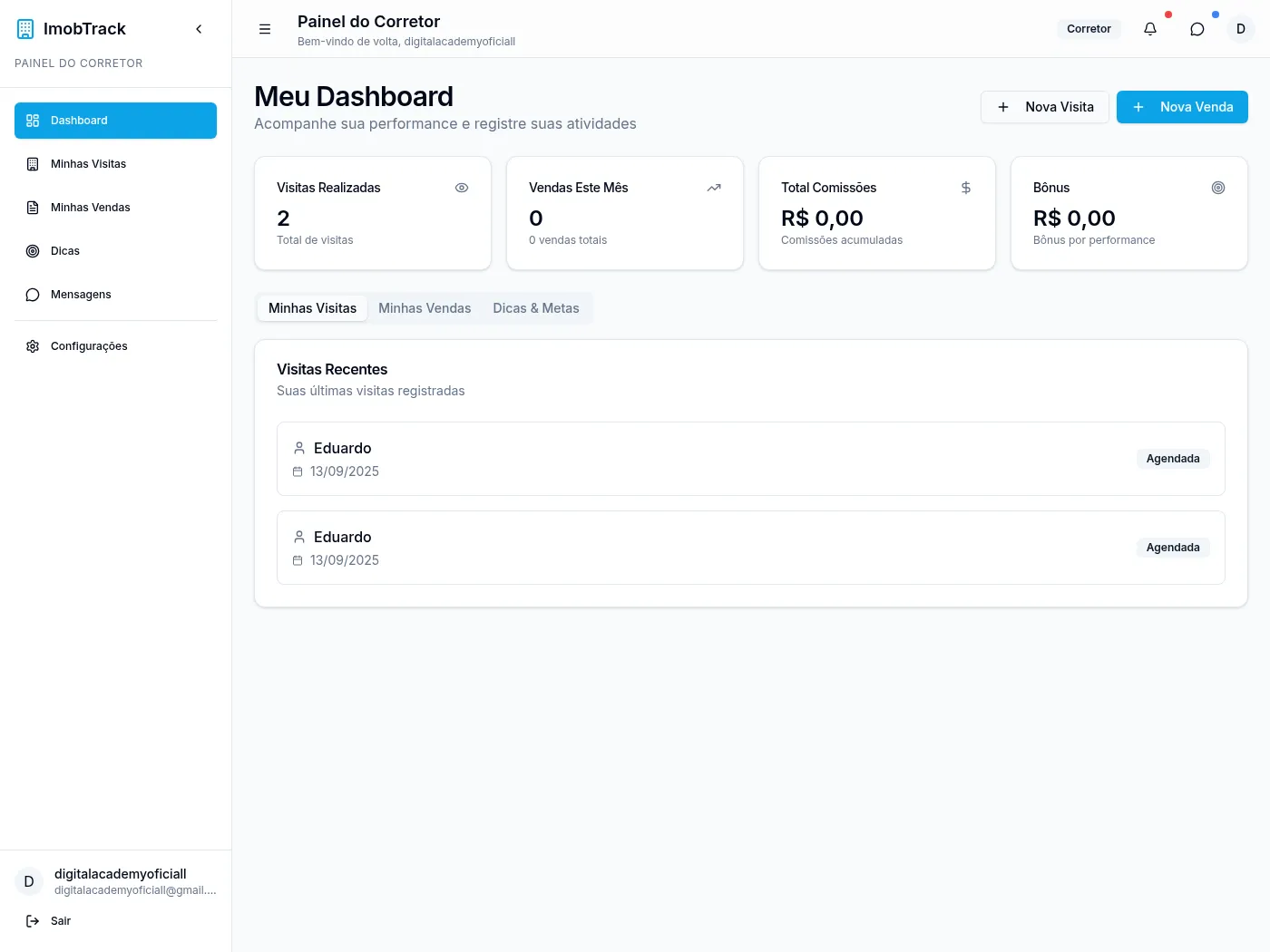 ImobTrack - Plataforma de Gestão e Acompanhamento de Corretores Imobiliários