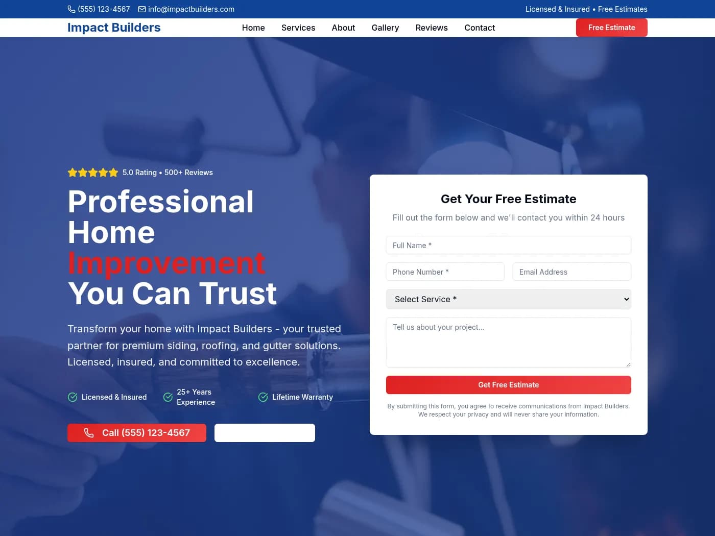 Impact Builders Website Replica